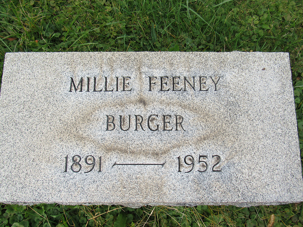 Millie Feeney Burger tombstone