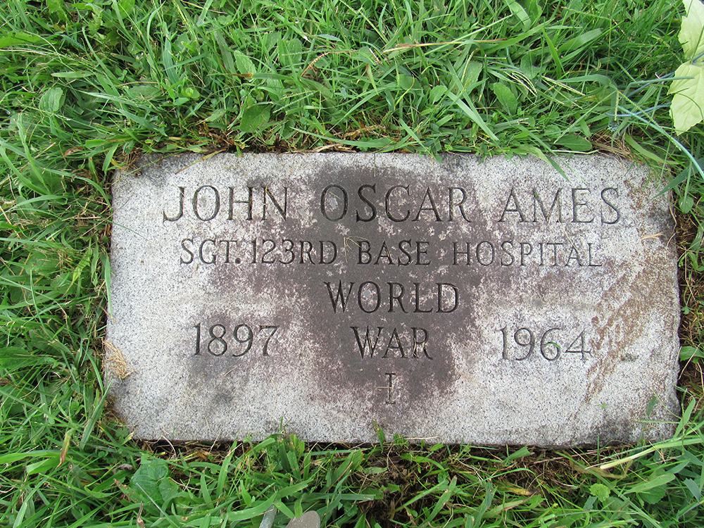 John Oscar Ames tombstone